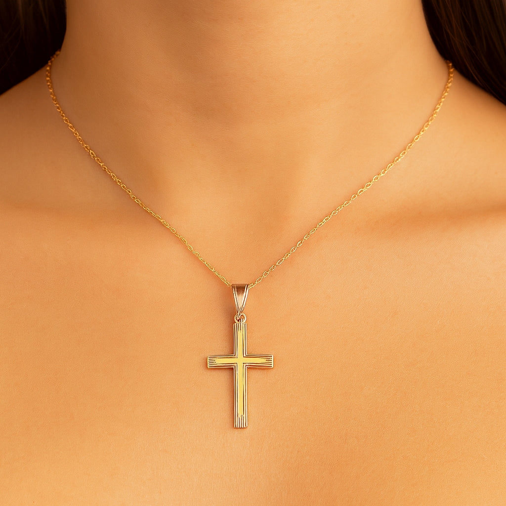 14K Gold Etched Edge Cross – Adamark Jewelers & Silversmiths, Inc